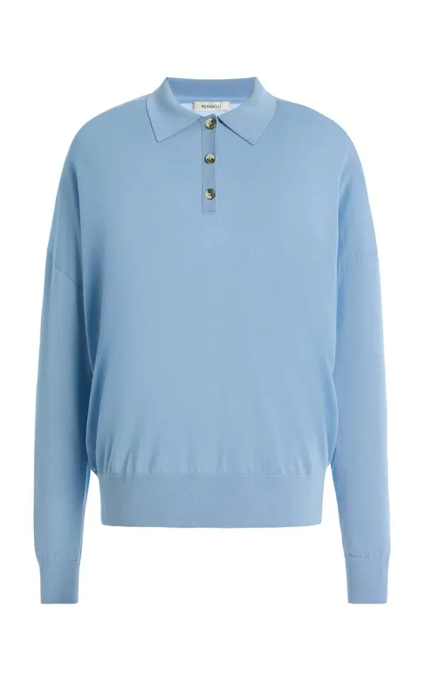 Renggli Silk Cashmere Boxy Polo - Blue