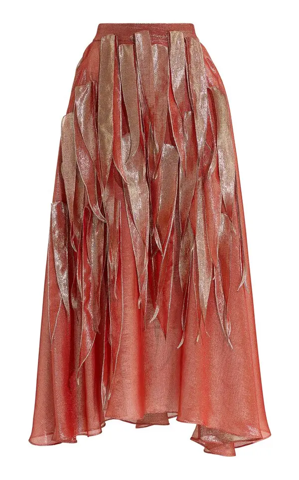 Maticevski Furnace Fringed Silk-blend Midi Skirt