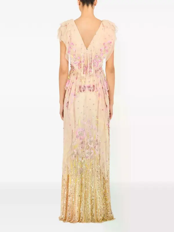 Jenny Packham Floral Sequin-embellished Gown