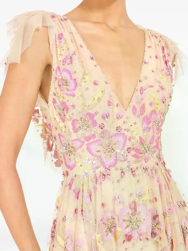 Jenny Packham Floral Sequin-embellished Gown