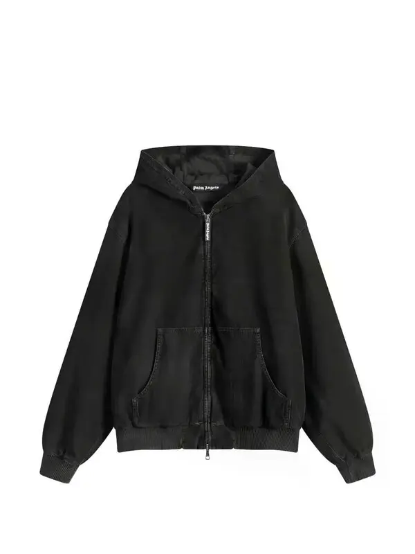 Palm Angels Zip-up Hooded Jacket - Black