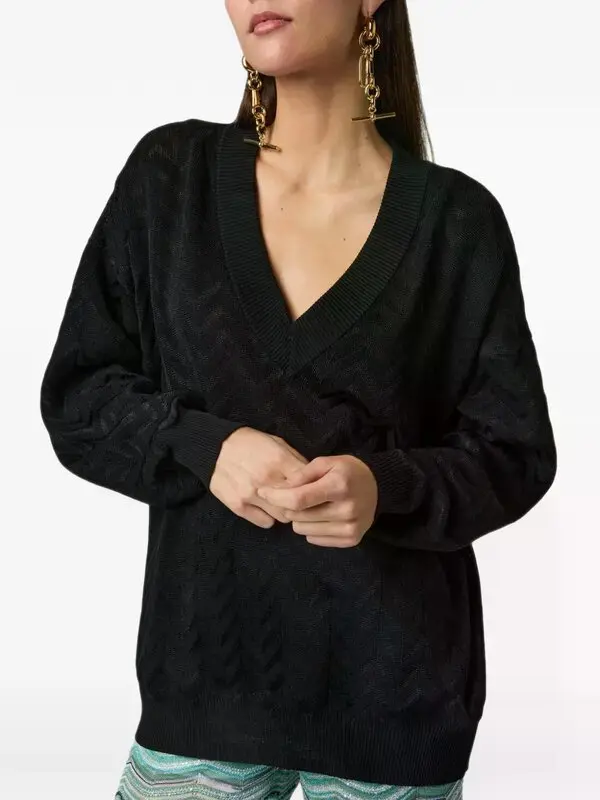 Missoni V-neck Chevron Sweater - Black