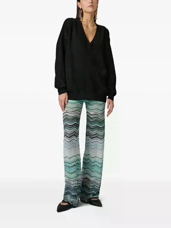 Missoni V-neck Chevron Sweater - Black