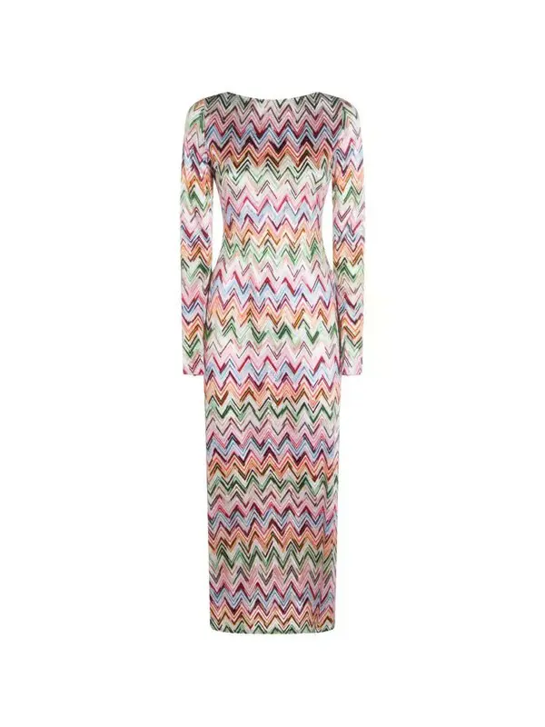 Missoni Zigzag Lace Motif Long-sleeved Dress - Multicolour