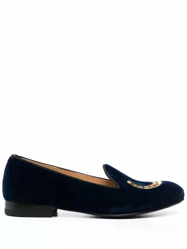 SCAROSSO Myrtle Embroidered Velvet Loafers