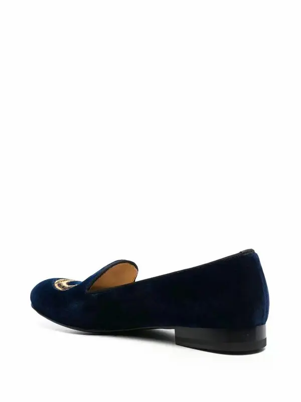 SCAROSSO Myrtle Embroidered Velvet Loafers
