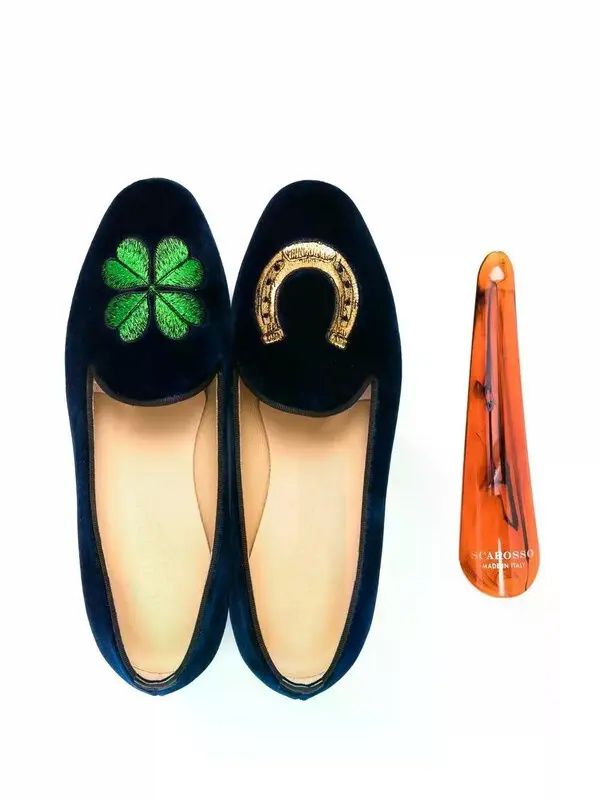 SCAROSSO Myrtle Embroidered Velvet Loafers