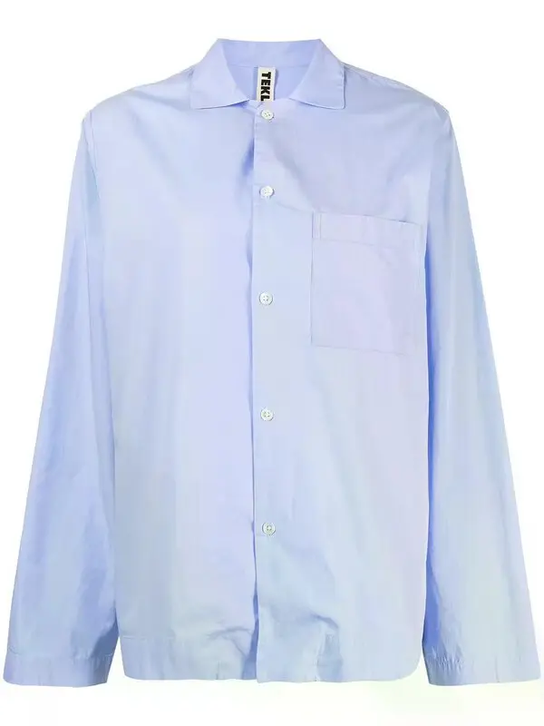 TEKLA Poplin Pajama Shirt - Blue
