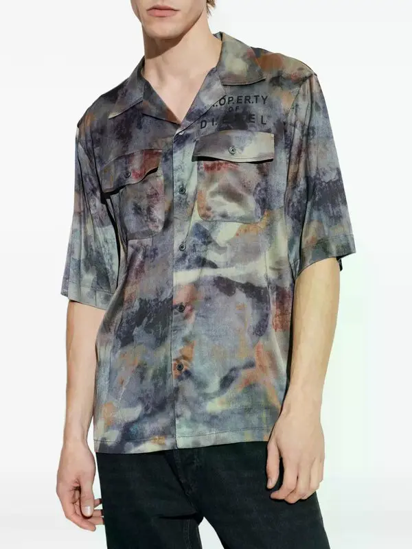 DIESEL® Satin Shirt With All-over Camo Print