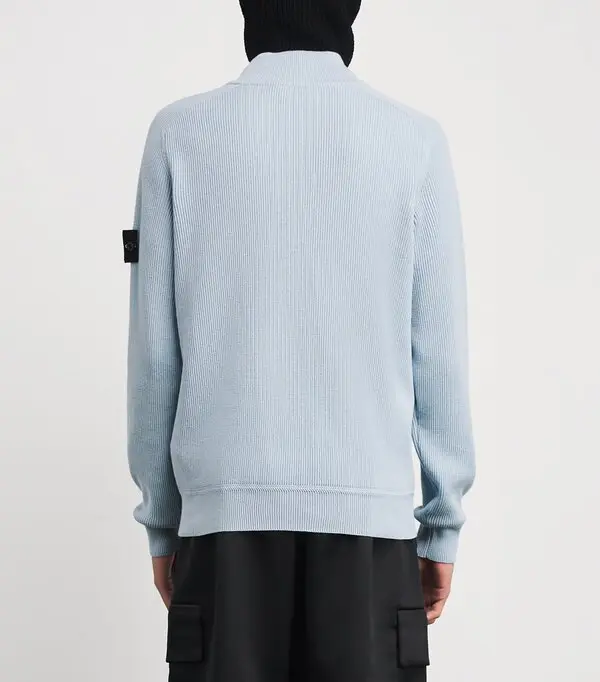 Stone Island Cotton Half-zip Rib-knit Sweatshirt - Blue
