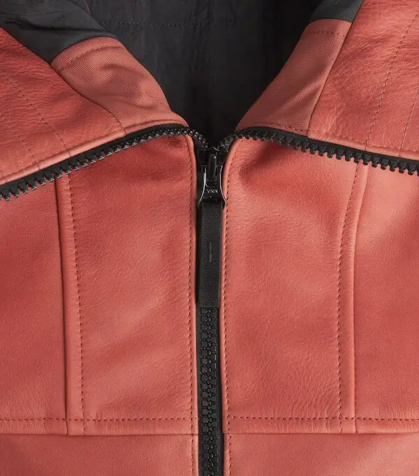 Stone Island Hooded Leather Jacket