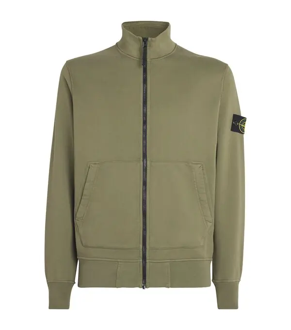 Stone Island Organic Cotton Zip-up Sweatshirt - Green