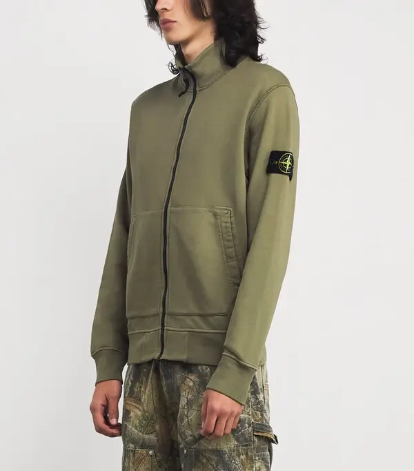 Stone Island Organic Cotton Zip-up Sweatshirt - Green