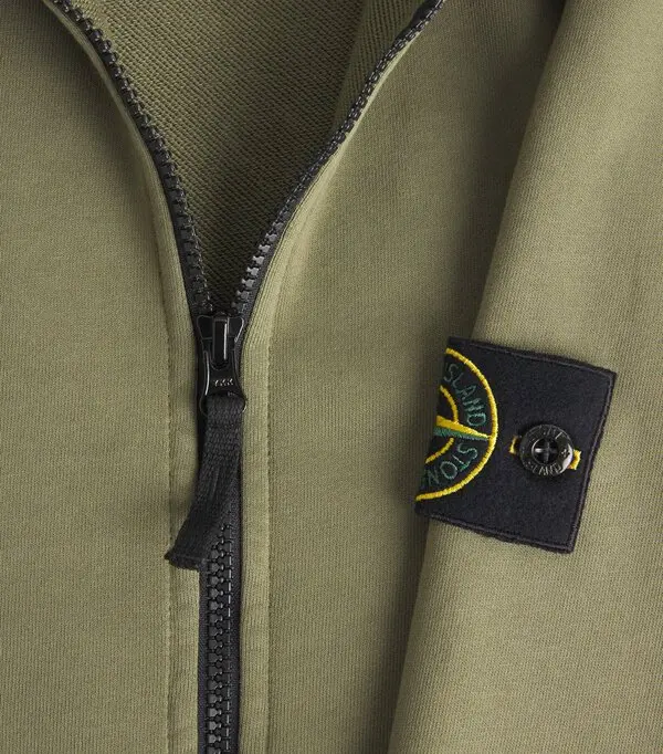 Stone Island Organic Cotton Zip-up Sweatshirt - Green