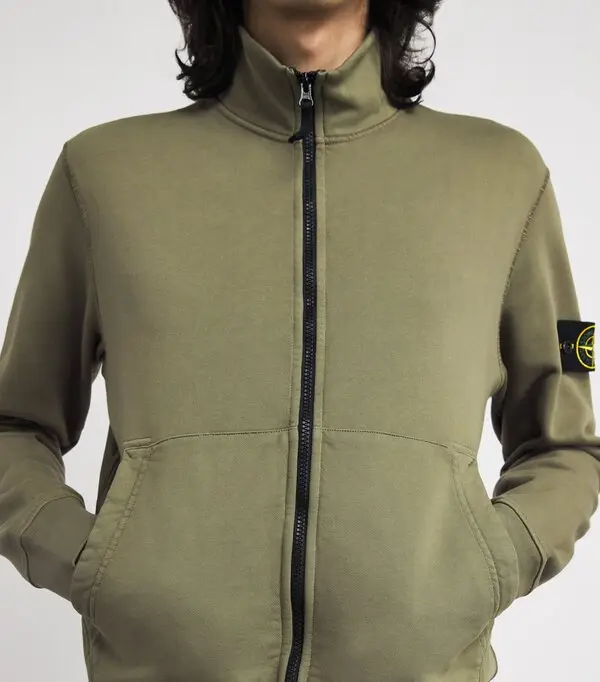 Stone Island Organic Cotton Zip-up Sweatshirt - Green