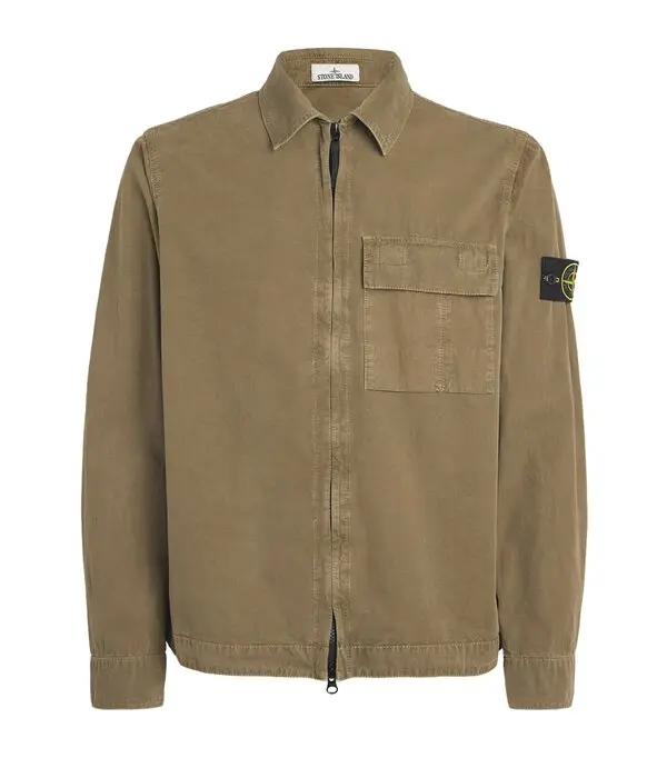 Stone Island Organic Cotton Canvas Jacket - Green