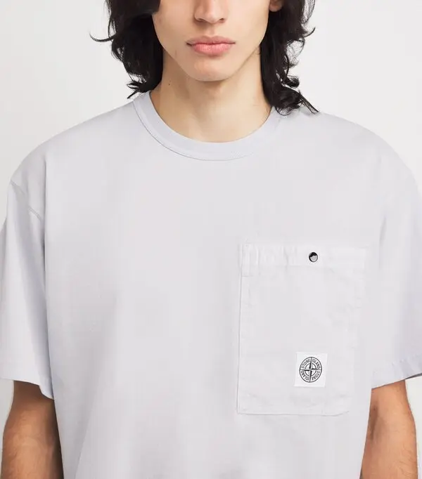 Stone Island Cotton Logo-pocket T-shirt - Blue