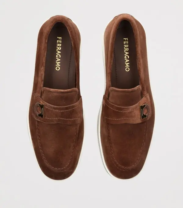 FERRAGAMO Suede Loafers - Brown