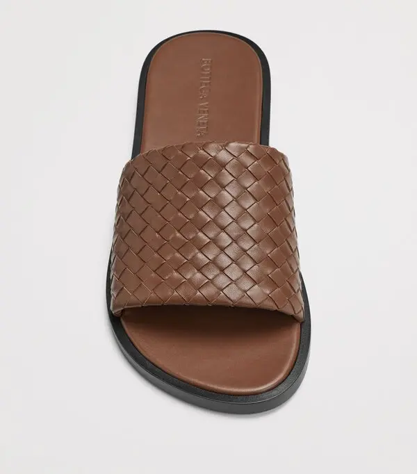 Bottega Veneta Lambskin Elio Sandals - Brown