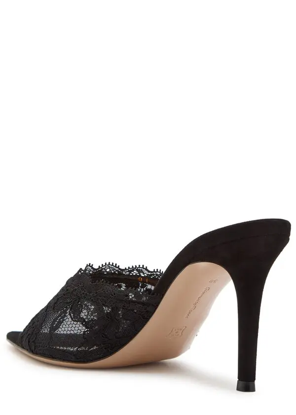 GIANVITO ROSSI Claudia 85 Lace And Suede Mules