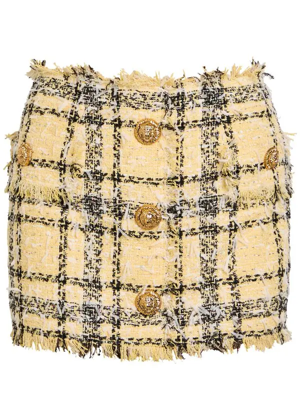 Balmain Checked Tweed Mini Skirt - Multicoloured