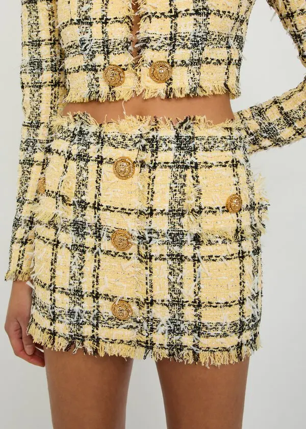 Balmain Checked Tweed Mini Skirt - Multicoloured