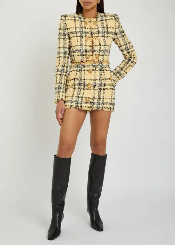 Balmain Checked Tweed Mini Skirt - Multicoloured