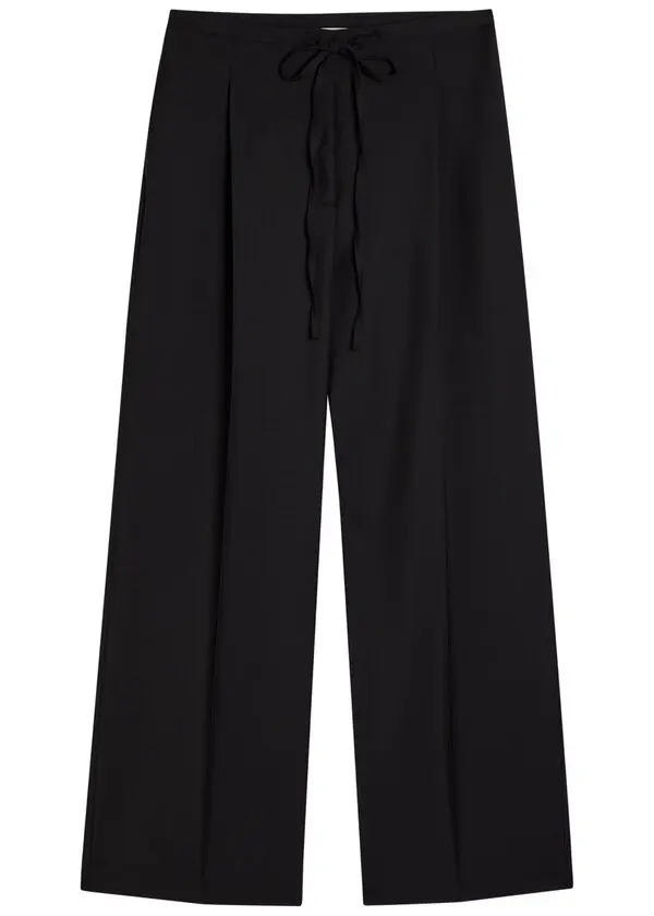 RÓHE Drawstring Straight-leg Wool-blend Trousers - Black