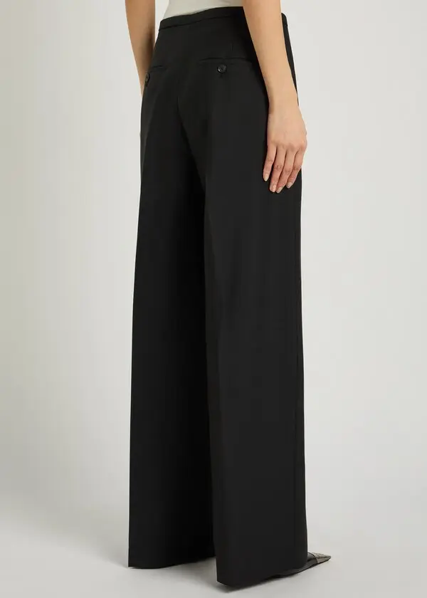 RÓHE Drawstring Straight-leg Wool-blend Trousers - Black