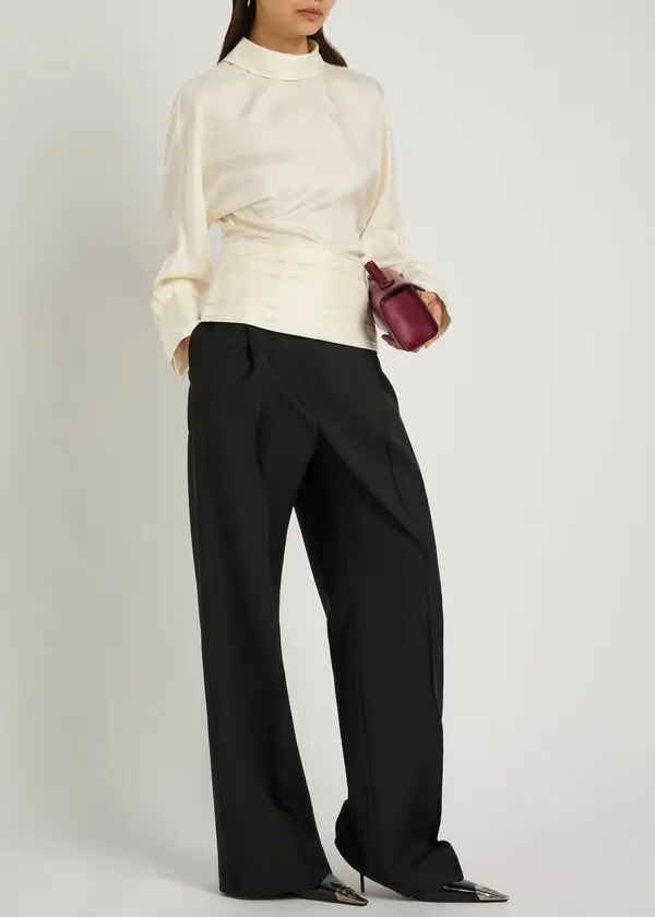 RÓHE Drawstring Straight-leg Wool-blend Trousers - Black
