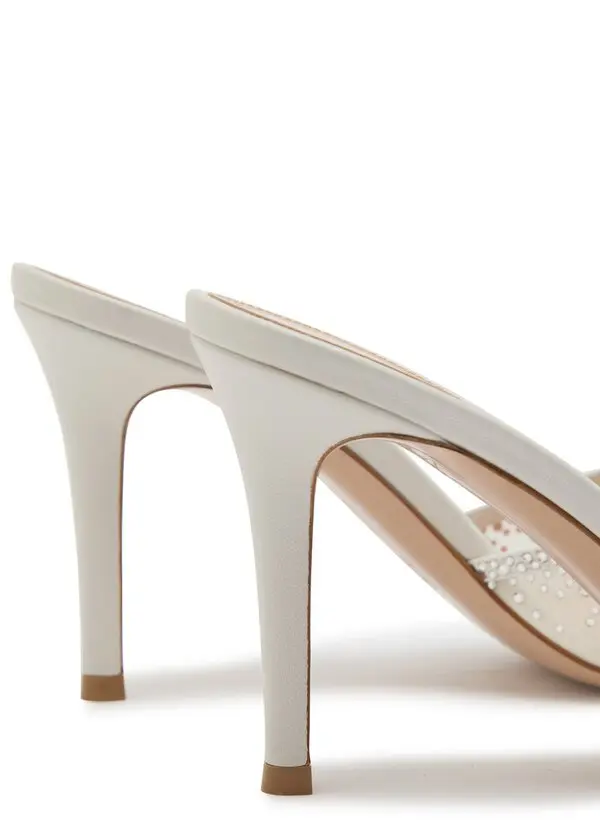 GIANVITO ROSSI Rania 85 Crystal-embellished Mesh Mules - White