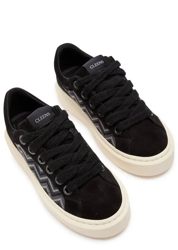 CLEENS Ace Chevron-knit Suede Sneakers