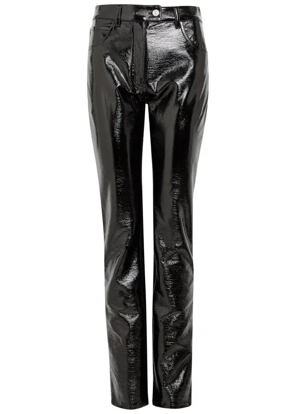 COURREGES Reedition Crinkled Vinyl Trousers - Black