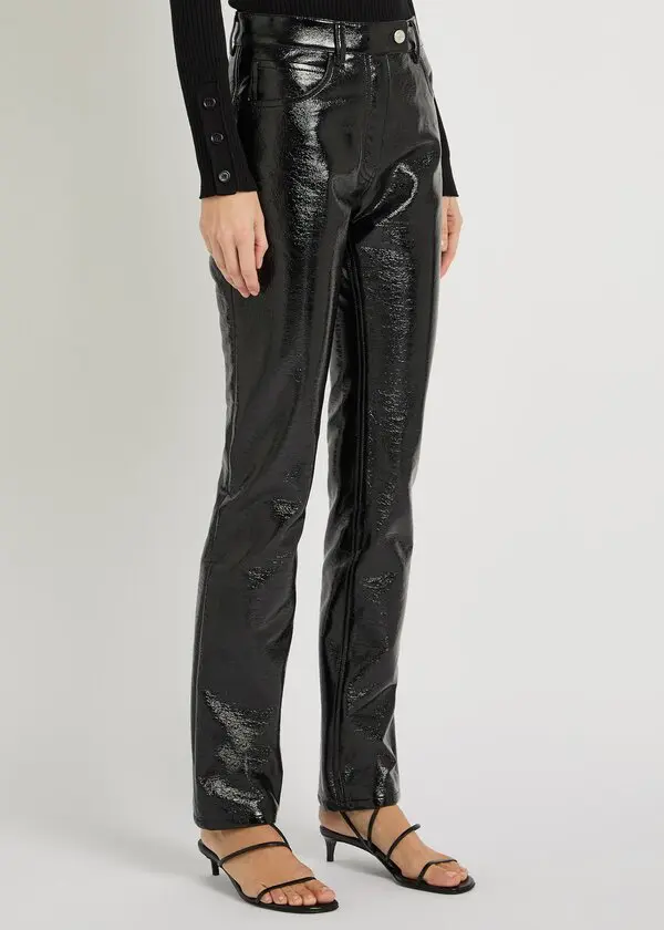 COURREGES Reedition Crinkled Vinyl Trousers - Black