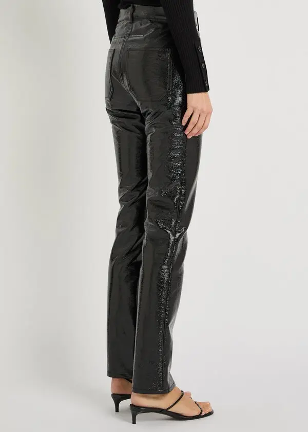 COURREGES Reedition Crinkled Vinyl Trousers - Black