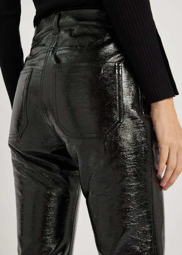 COURREGES Reedition Crinkled Vinyl Trousers - Black