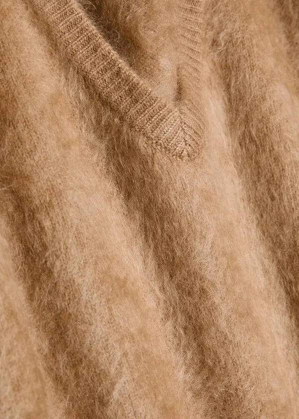 LISA YANG Lovisa Brushed Cashmere V-neck Top - Tan