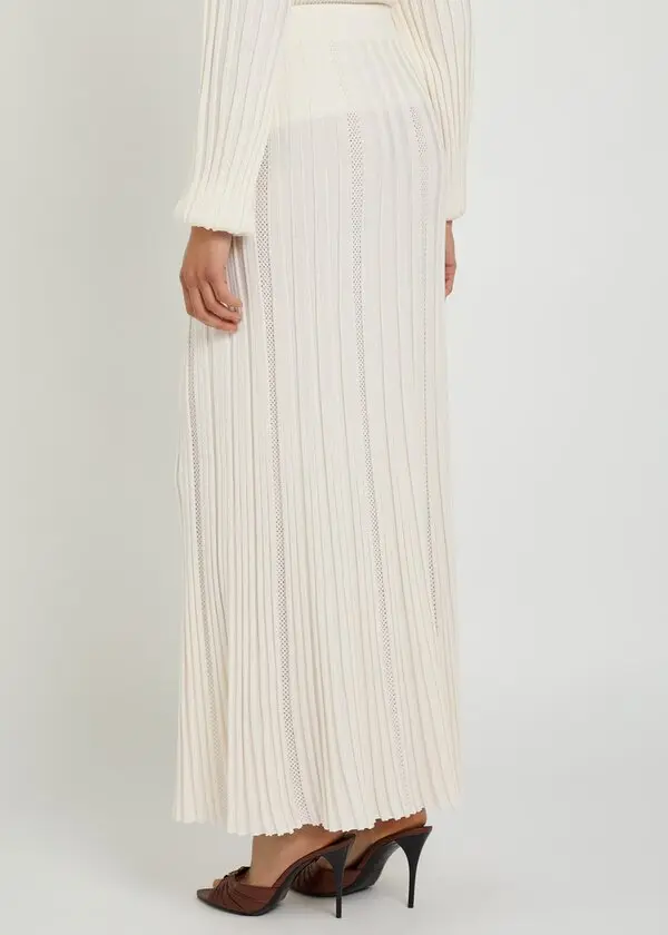 Balmain Striped-weave Fine-knit Midi Skirt