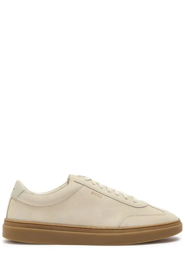 BOSS Kieran Leather-trim Suede Sneakers - Beige