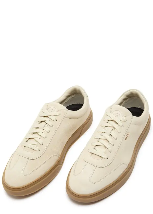 BOSS Kieran Leather-trim Suede Sneakers - Beige