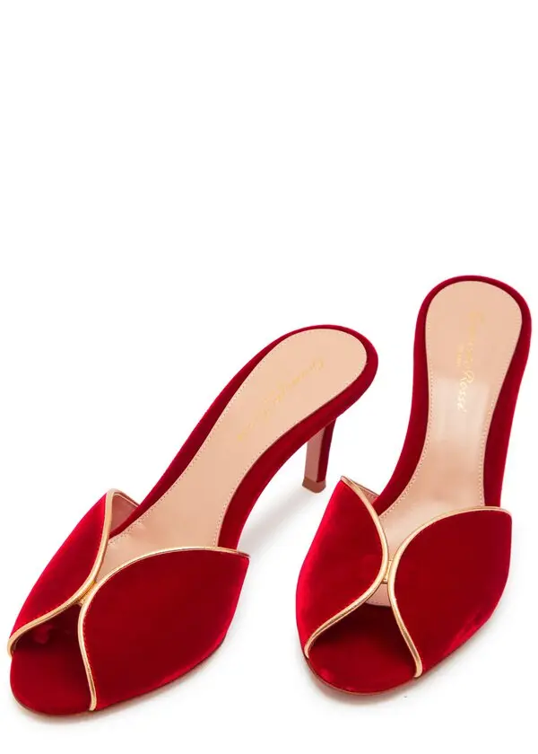 GIANVITO ROSSI Metallic-trim Velvet Mules