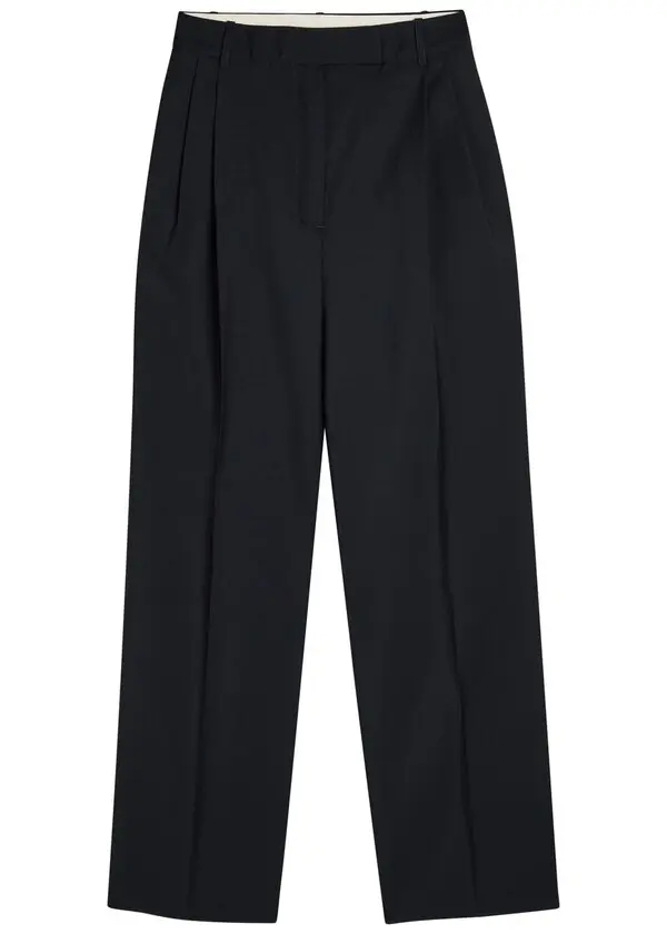 RÓHE Wool-blend Straight-leg Trousers - Navy