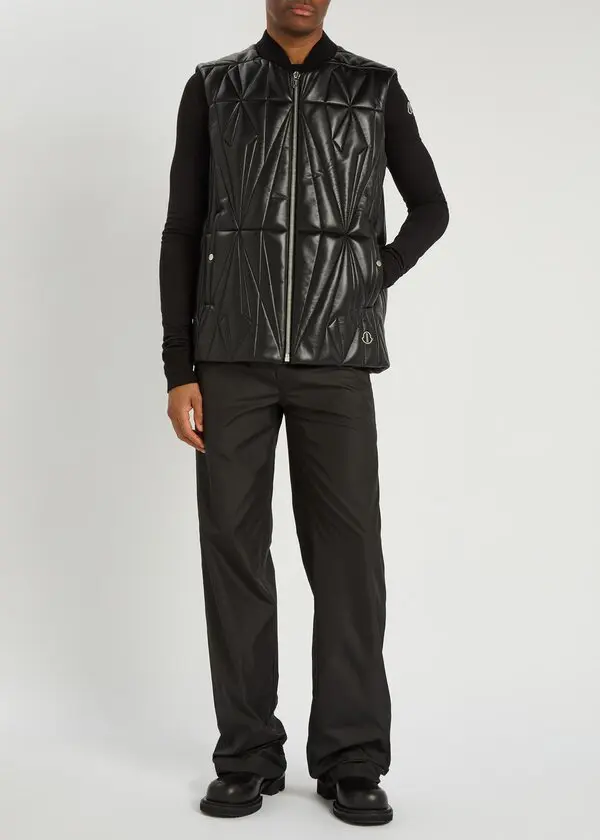 Rick Owens X Moncler Geocamo Padded Leather Flight Vest