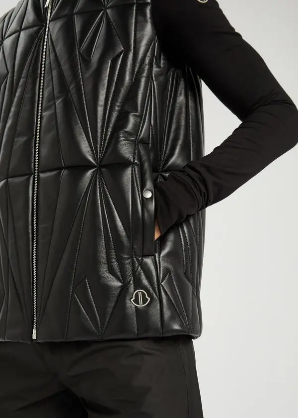 Rick Owens X Moncler Geocamo Padded Leather Flight Vest