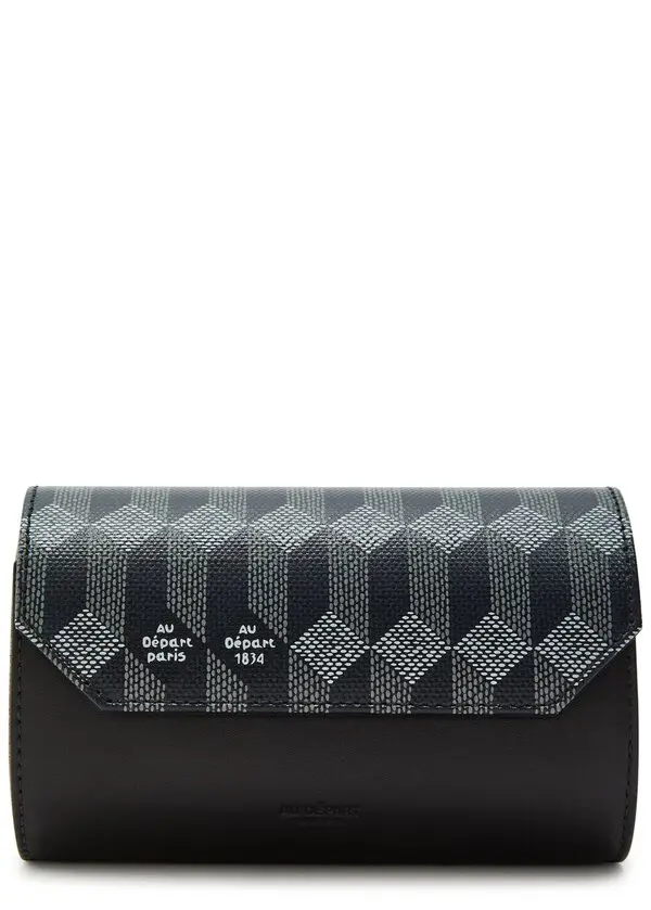 AU DEPART Printed Leather Watch Case - Navy