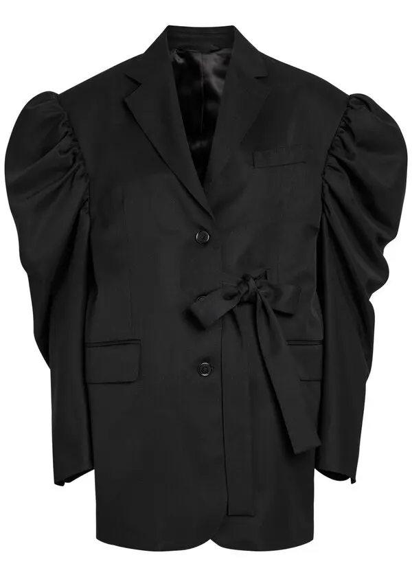 Simone Rocha Puff Sleeve Belted Gabardine Jacket