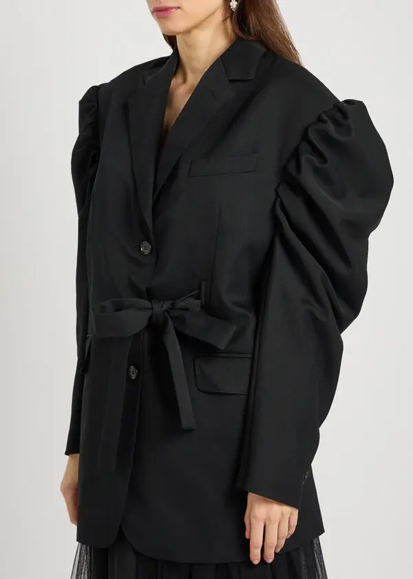 Simone Rocha Puff Sleeve Belted Gabardine Jacket