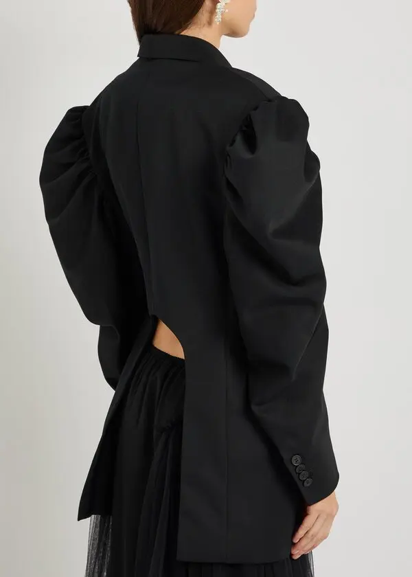 Simone Rocha Puff Sleeve Belted Gabardine Jacket