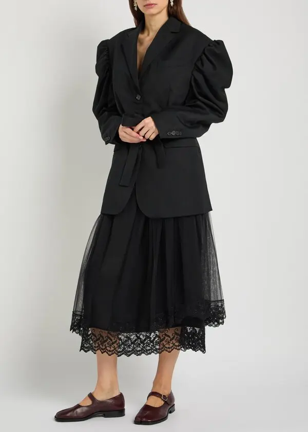 Simone Rocha Puff Sleeve Belted Gabardine Jacket