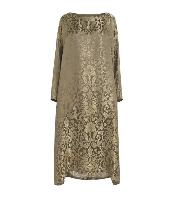 Eskandar Metallic Jacquard Midi Dress